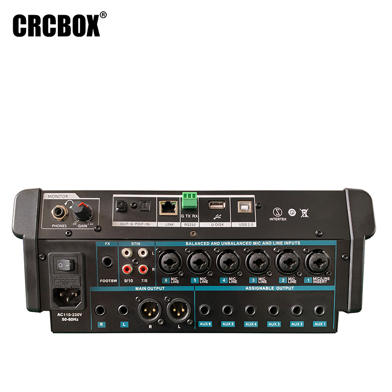 CRCBOX D12 Цифровой микшер, 9 фейдеров, 10 мик. лин.входов, 6 шин + LR, 2 процессора эффектов ...