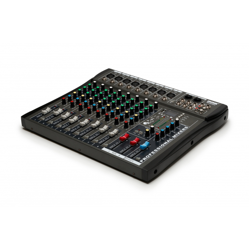 CRCBOX MR-80S Аналоговый микшер, 7 моно входов, 1 стерео вход, 3-полосный эквалайзер, 1 FX ...