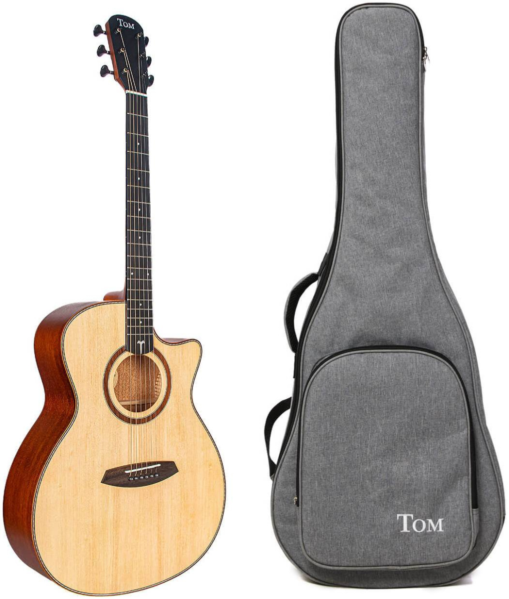 TOM GA-T1ME электроакустическая гитара в корпусе гранд аудиториум с вырезом, верхняя дека массив ...