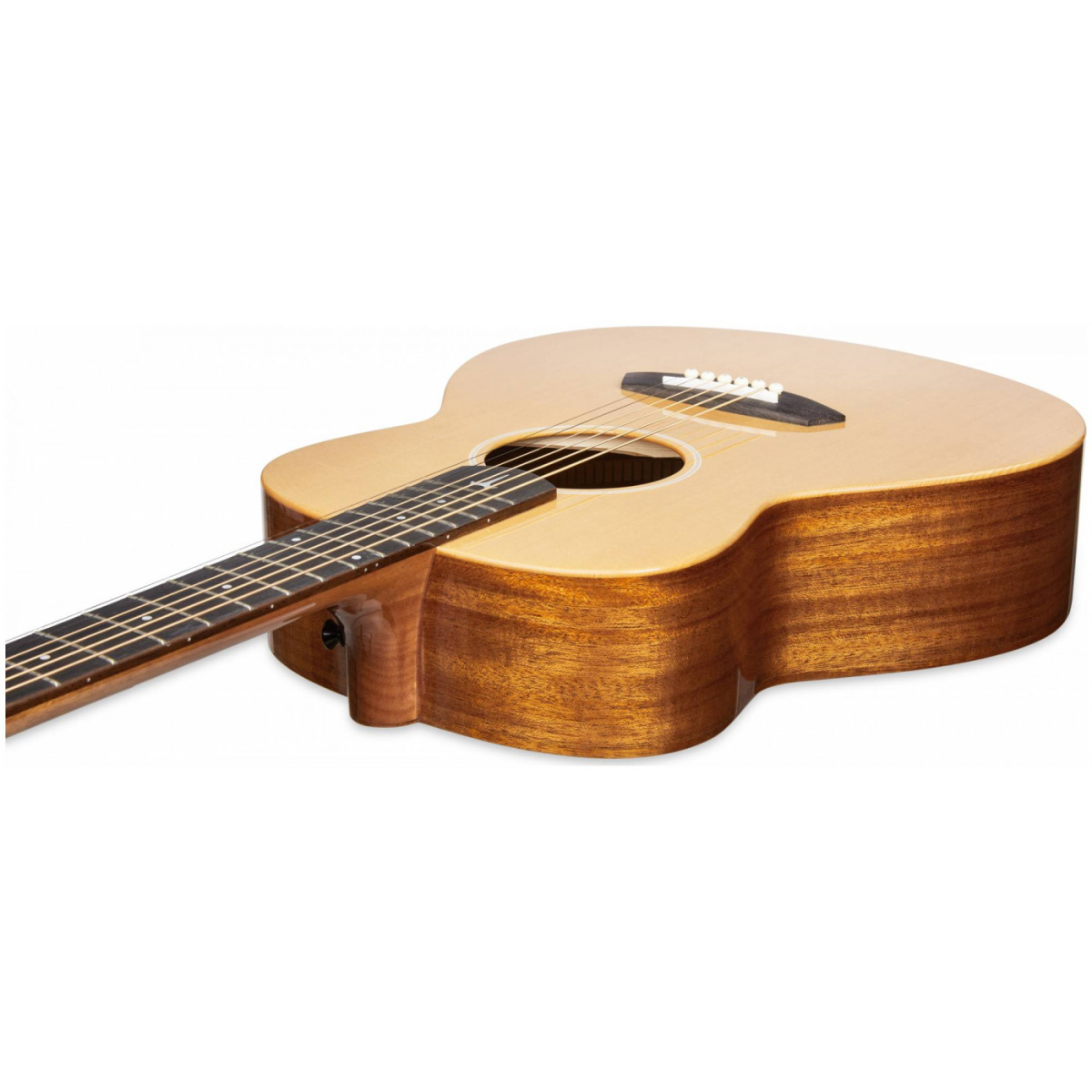 TOM GS-T1 акустическая гитара в уменьшенном корпусе, верхняя дека массив ели, корпус красное дер ...